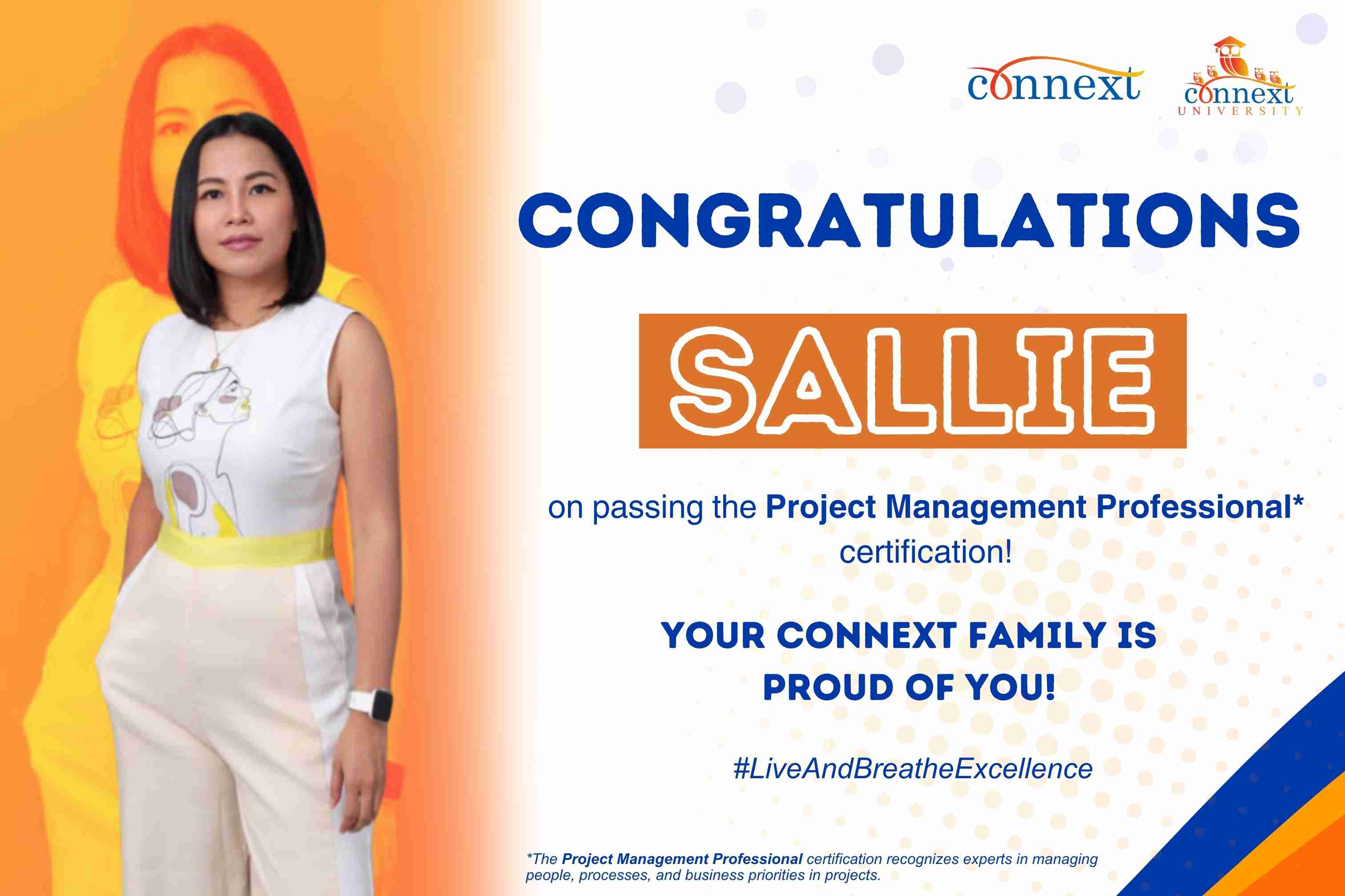 Connext: Congrats, Sallie! PMP Certified